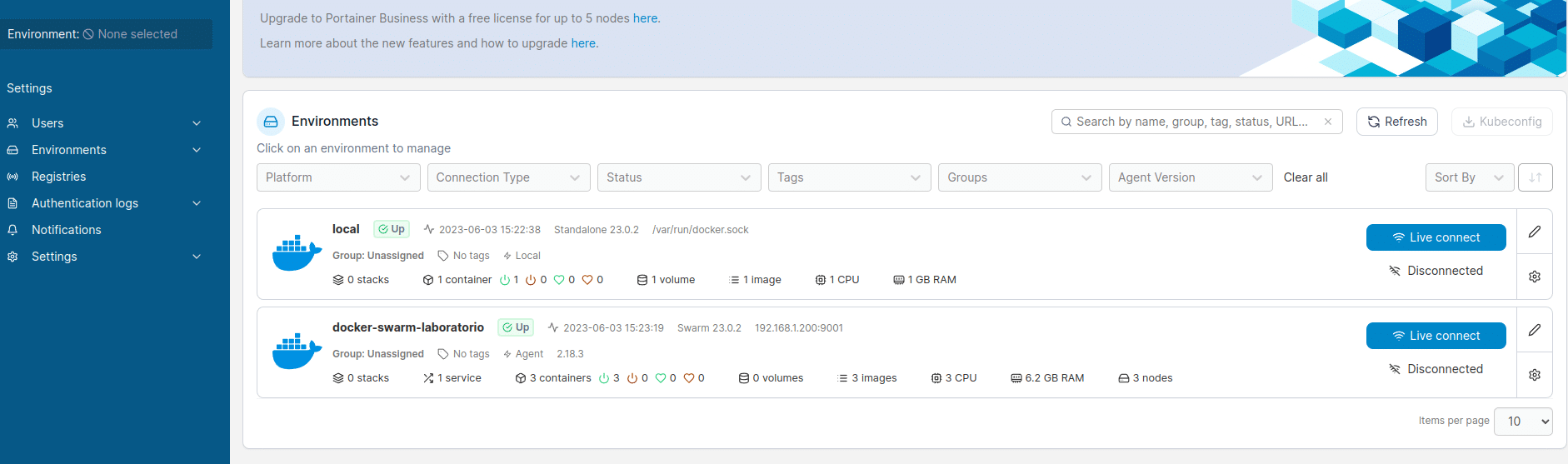 Docker Swarm Photon Portainer Lbt